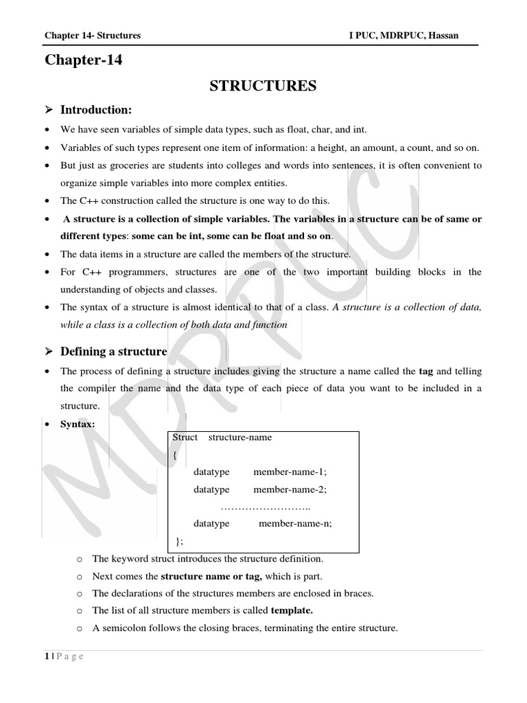 Chapter 14 Structures1 | PDF | Array Data Structure | Computer Science