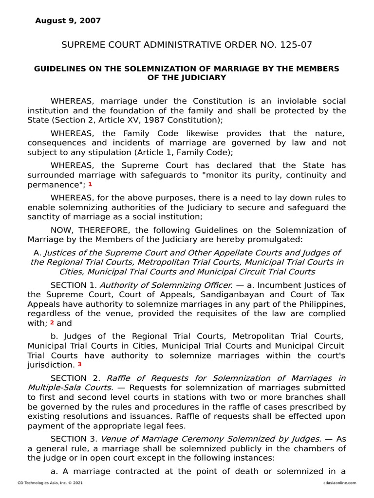 Guidelines On The Solemnization of Marriage | PDF | Marriage | Supreme ...