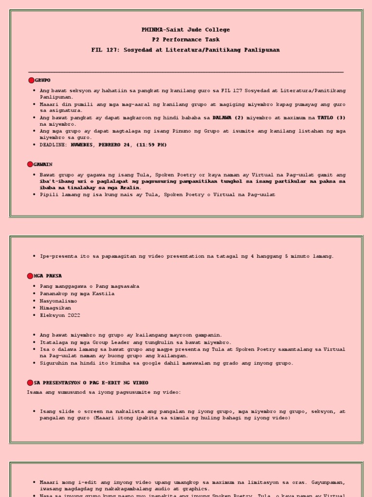 Fil 127 - P2 Performance Task | PDF