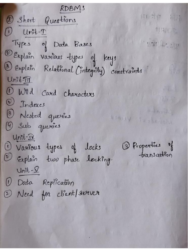 RDBMS Important Questions | PDF