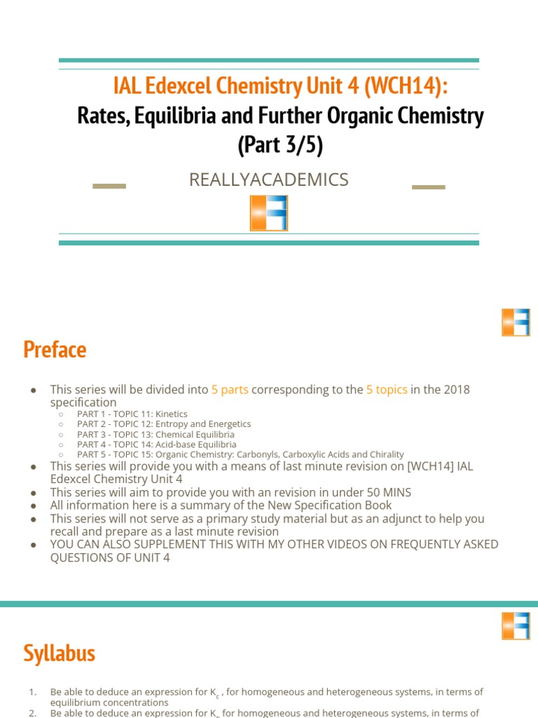 Chemistry Unit 4 Part 3 Reallyacademics | PDF | Chemical Equilibrium ...
