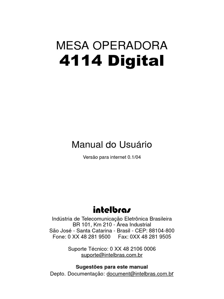 Intelbras Mesa Operadora OP 4114 | PDF | Telefonia | Telefone