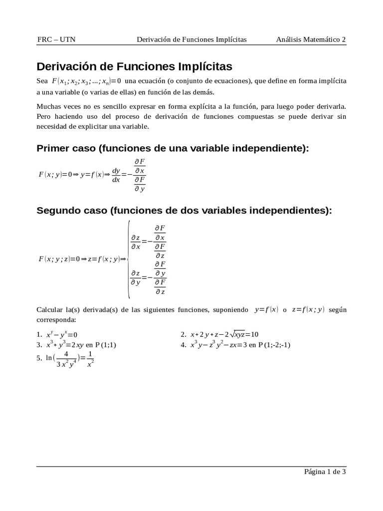 7 - Derivadas Func Implícitas | PDF | Derivado | Ecuaciones