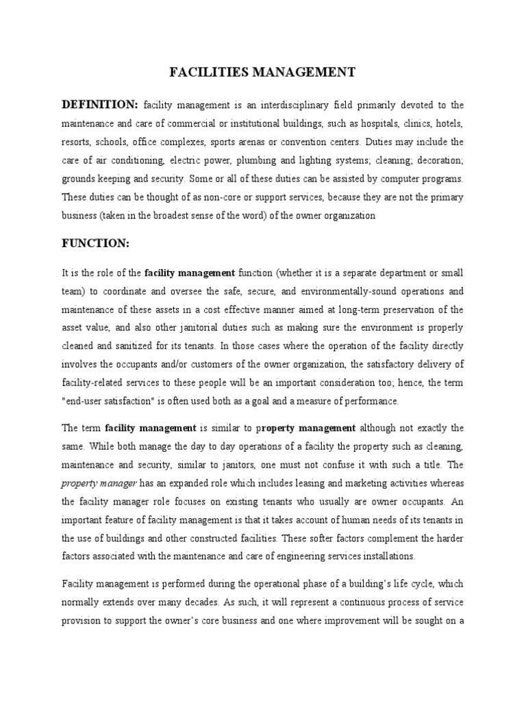 Facilities Management | PDF