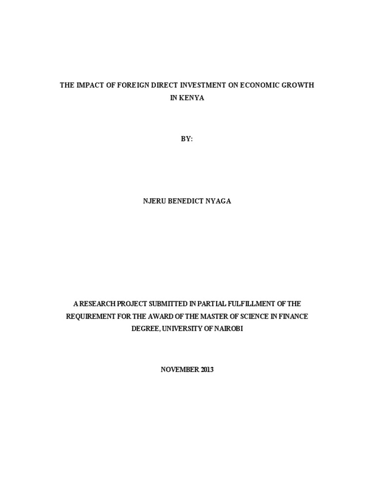 The Impact of Fdi On Economic Growth in Kenya | PDF | Economic Growth ...