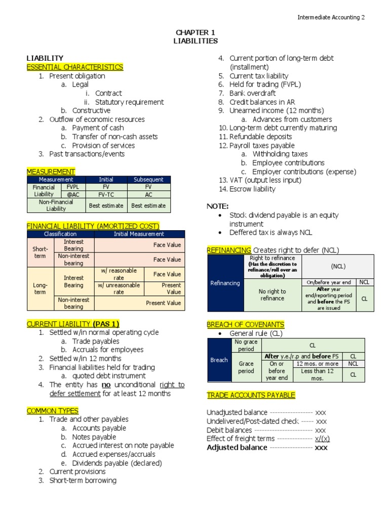 Liabilities Liability: Measurement Initial Subsequent | PDF | Insurance ...