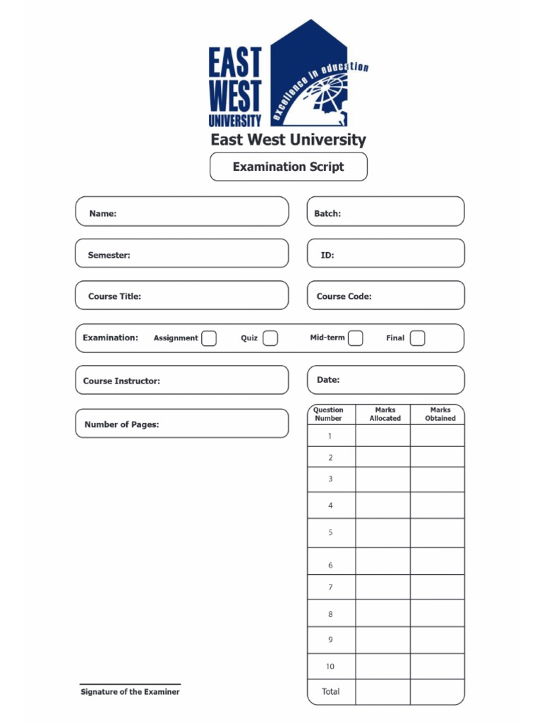 Exam Cover Sheet | PDF