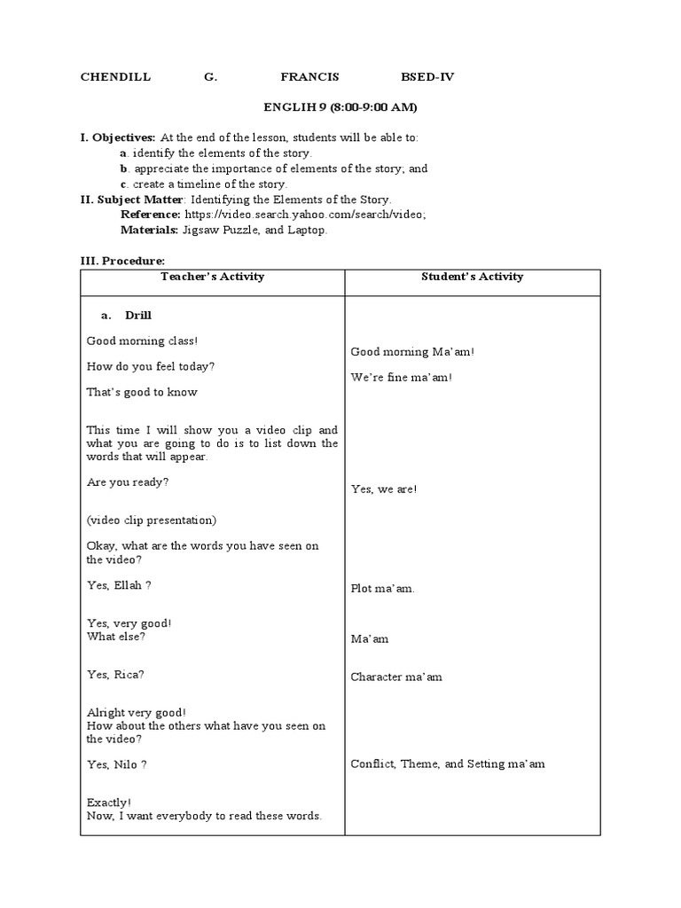 FRANCIS LP Elements of The Story | PDF | Narrative