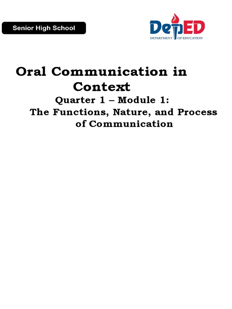 Module 1 Oral Communication in Context Shs | PDF