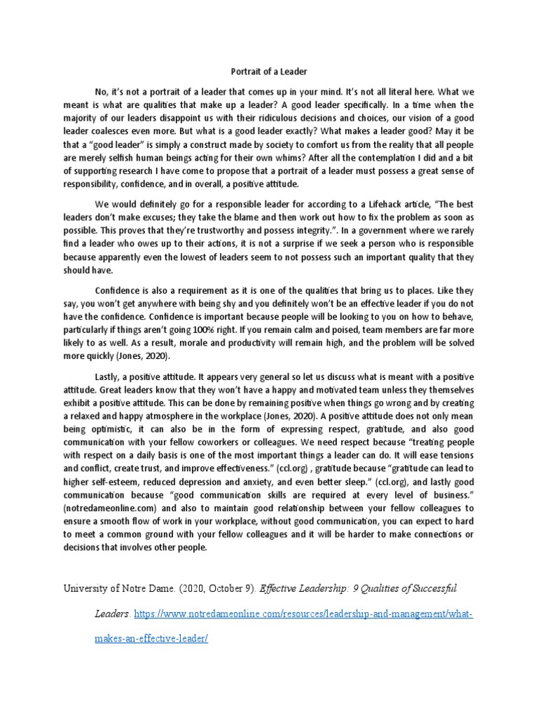 Portrait of A Leader | PDF | Social Psychology | Psychology