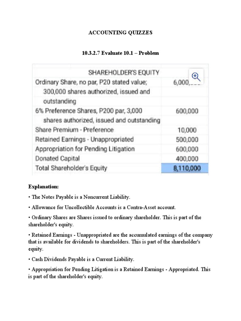 Accounting Quizzes Answer Key | PDF | Treasury Stock | Stocks