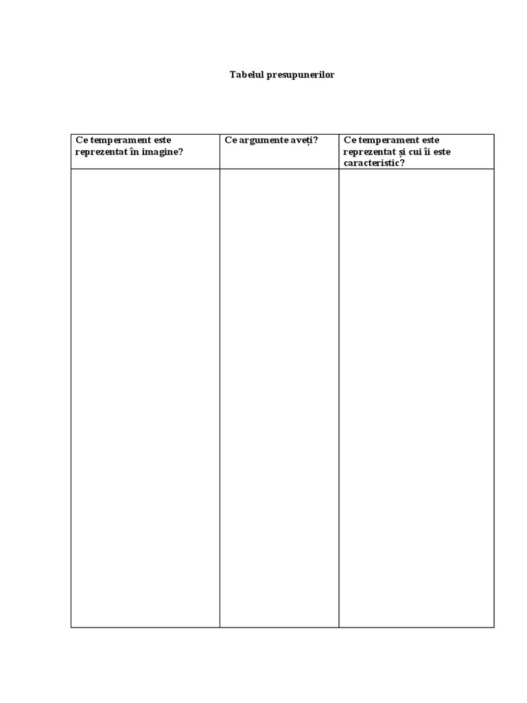 Tabelul Presupunerii | PDF