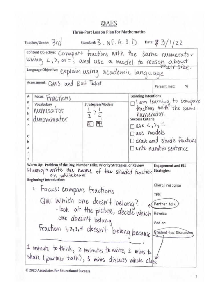 Fraction Lesson Plan | PDF