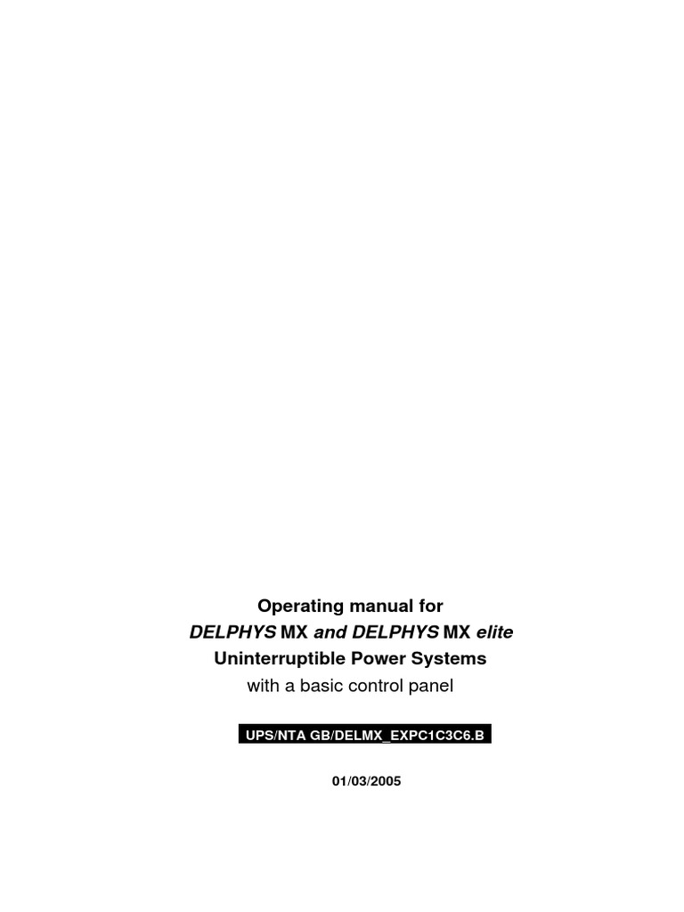 Delphys MX and Delphys MX Elite: Operating Manual For | PDF | Mains ...