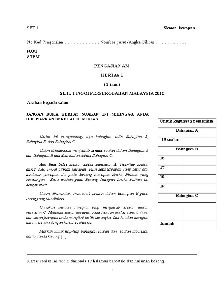 Modul JPN - Kelantan Skema Pengajian Am Semester 1 2022 | PDF