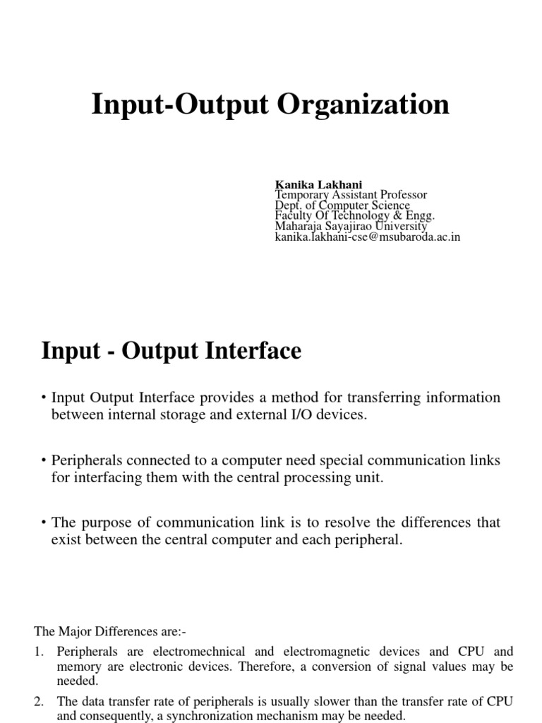 Input Output Organization | PDF | Input/Output | Central Processing Unit