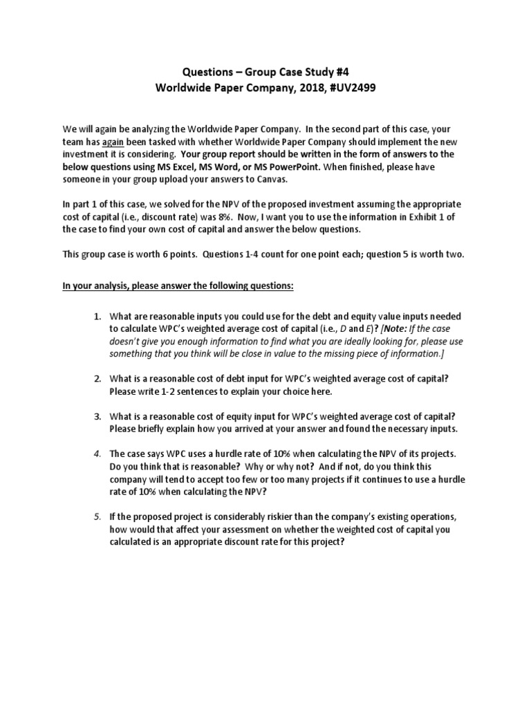 Case 4 - Worldwide Paper (Questions & Hints) | PDF