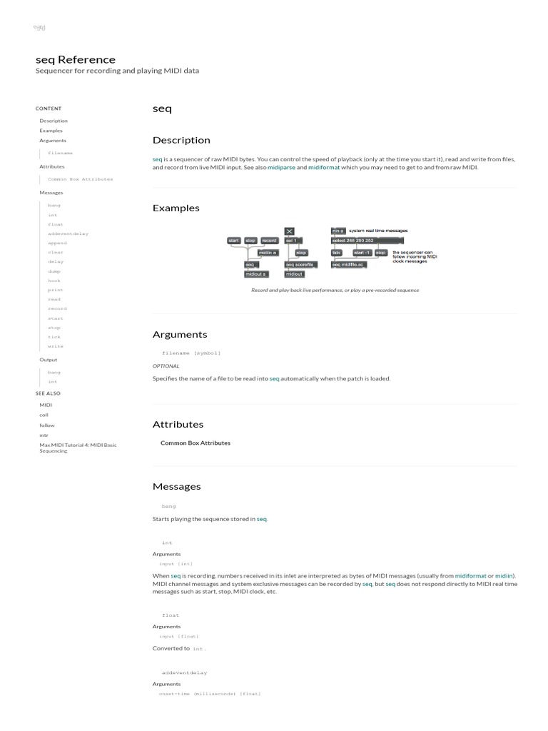 Seq Reference - Max 8 Documentation | PDF | Computer File | Filename