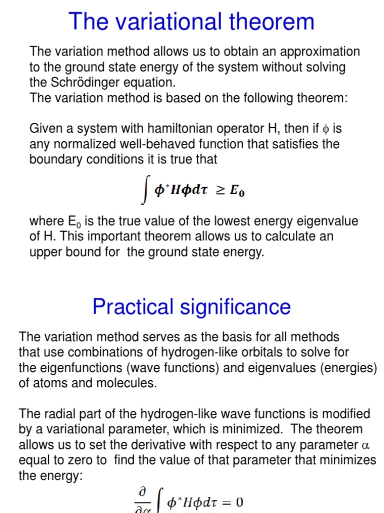 The Variational Theorem | PDF | Calculus Of Variations | Atomic Physics