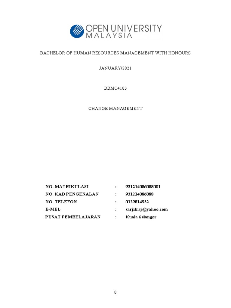 Bachelor of Human Resources Management With Honours JANUARY/2021 | PDF ...