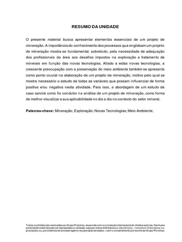 Projeto De Mineração Pdf Mineração Economia