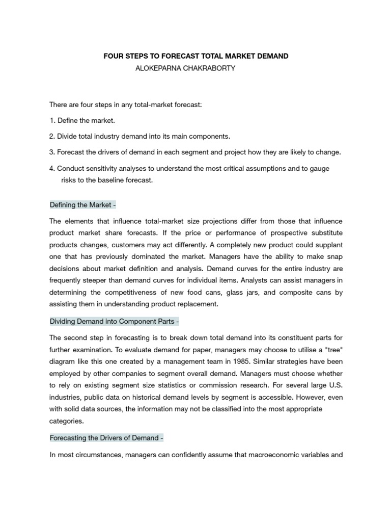Four Steps To Forecast Total Market Demand | PDF | Demand | Forecasting