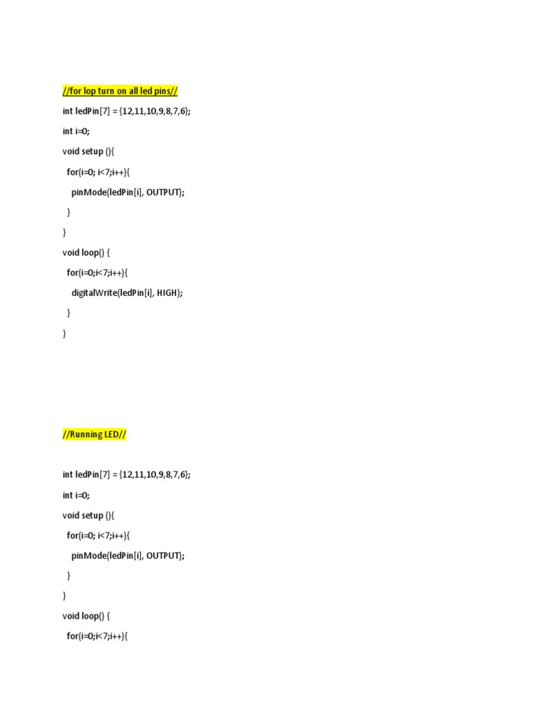 Arduino Led Lights Pattern | PDF | Computer Engineering | Computing