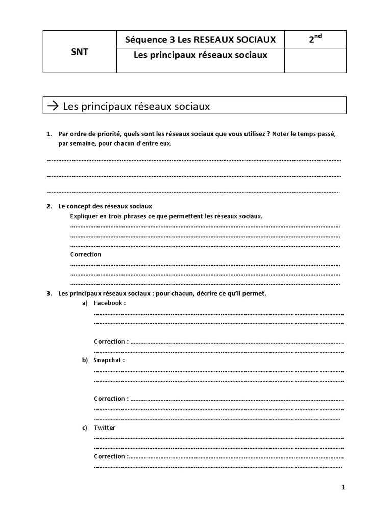 Séquence Les Réseaux Sociaux Élève 2020 2012.1 | PDF