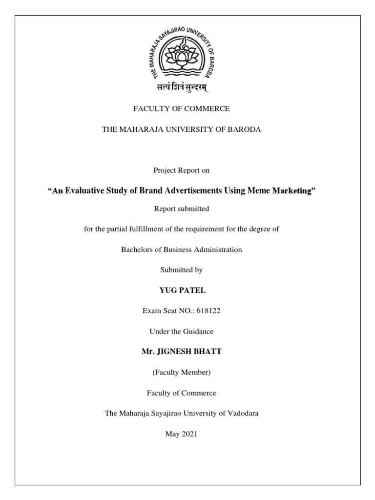 Yug Patel Project Report 2021 | PDF | Brand | Popular Culture & Media ...