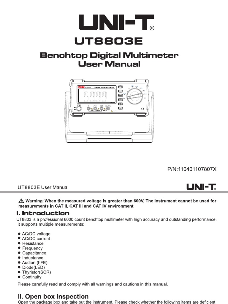 UT8803E User Manual REV.0 | PDF