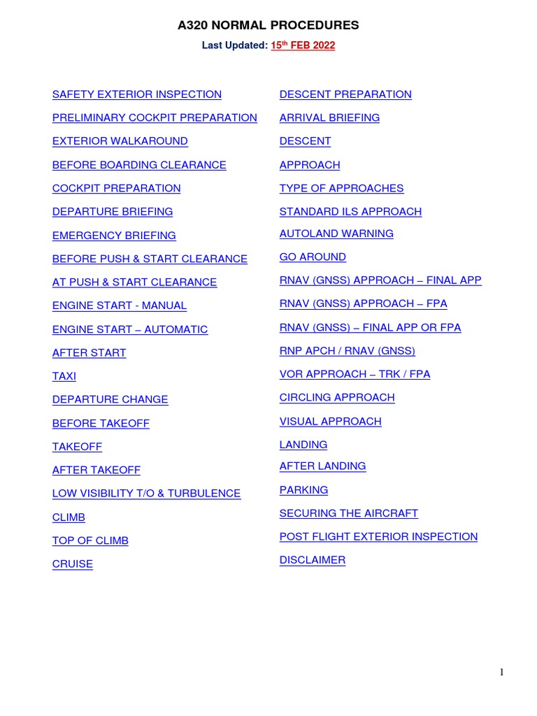 A320 Normal Procedures | PDF