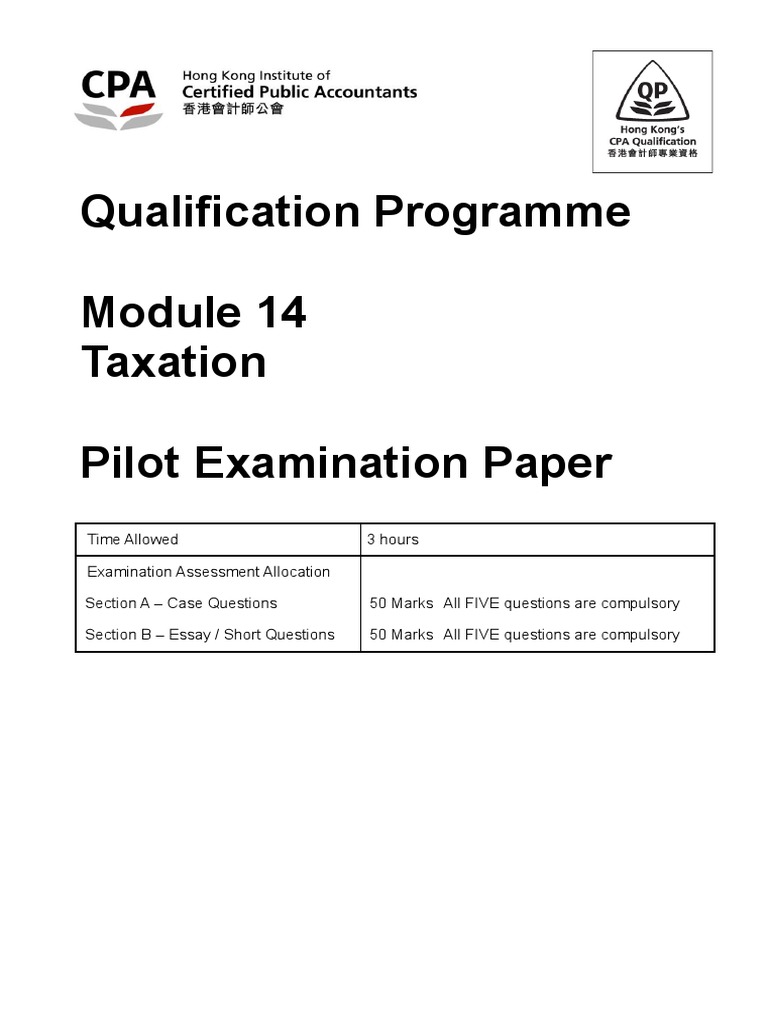 M14 Pilot Paper | PDF | Double Taxation | Taxes