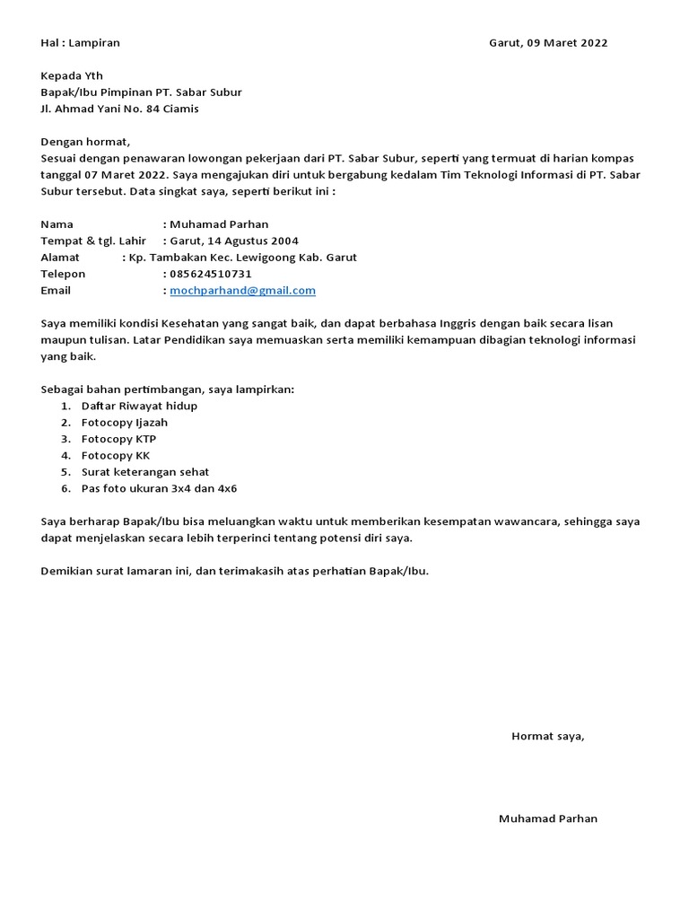 Surat Lamaran Nikah | PDF