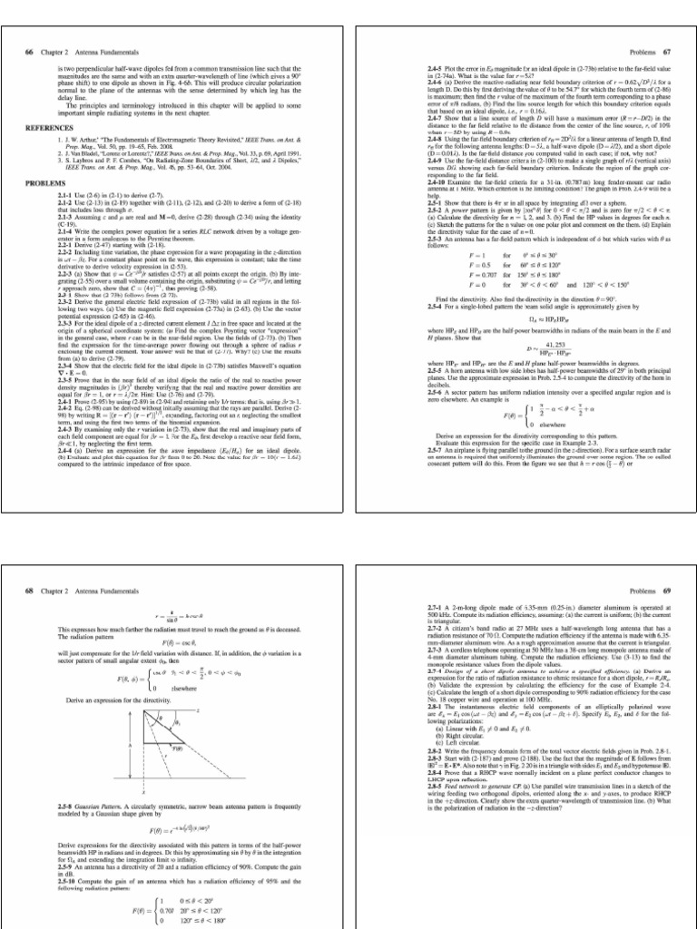 Antenna - Theory - and - Design - Stutzman - Gary - Thiele Chapter2 Problem | PDF