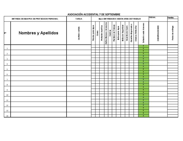 Planilla de Entrega EPP | PDF Planilla de Entrega EPP | PDF