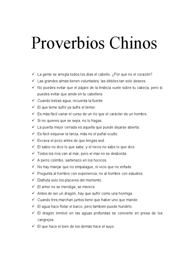 Proverbios Chinos. | PDF | Amor | Felicidad