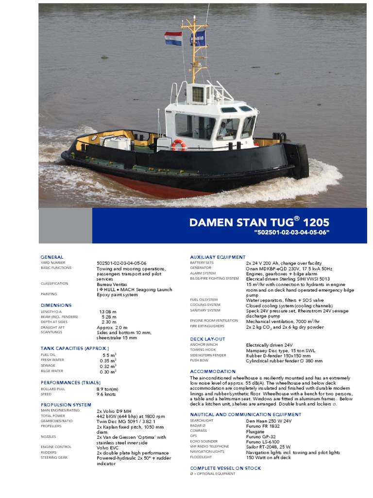 Damen Stan Tug 1205: General Auxiliary Equipment | PDF | Marine ...
