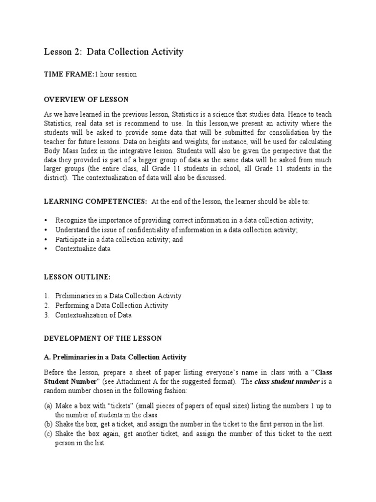 Data Collection Activity | PDF