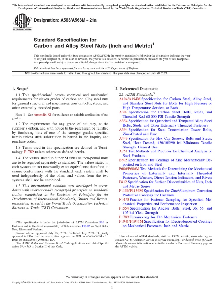 Astm A563 | PDF | Screw | Steel