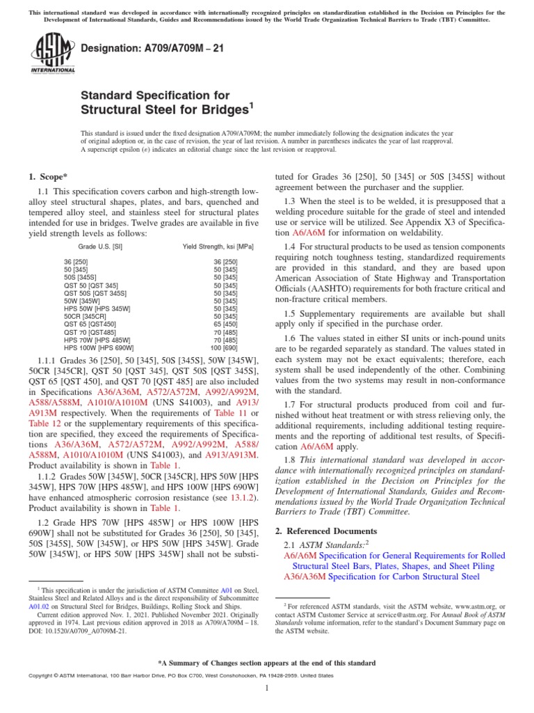 Astm A709 | PDF | Steel | Structural Steel