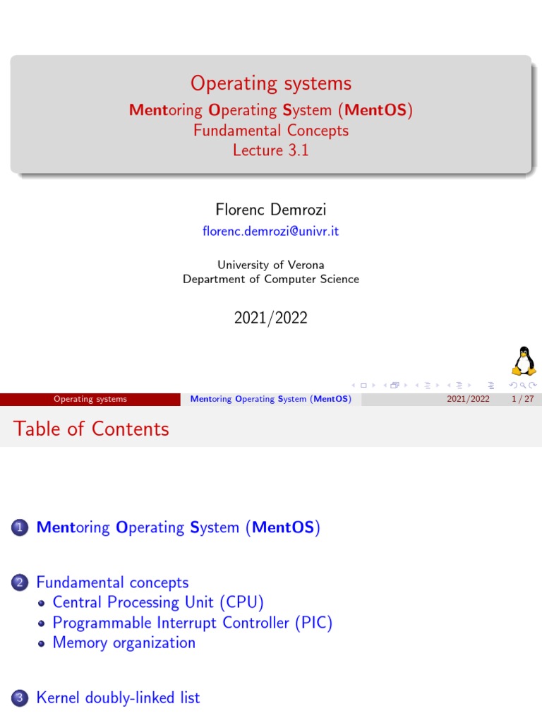 Operating Systems: Mentoring Operating System (Mentos) Fundamental Concepts | PDF | Operating ...