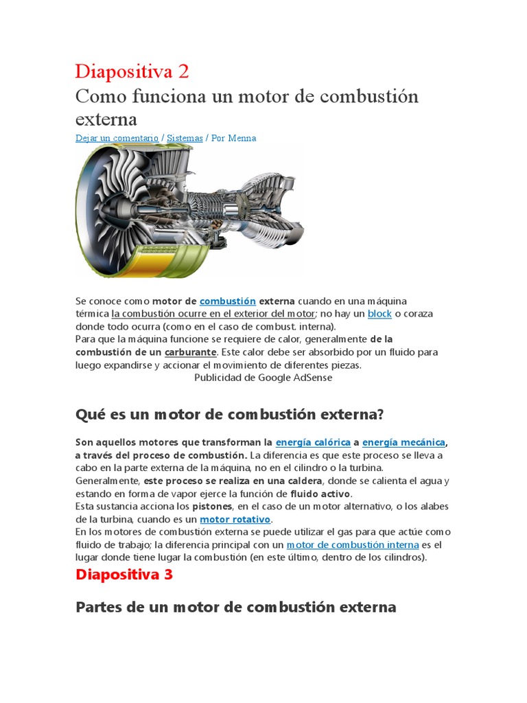 Como Funciona Un Motor de Combustión Externa | PDF | Máquina de vapor ...