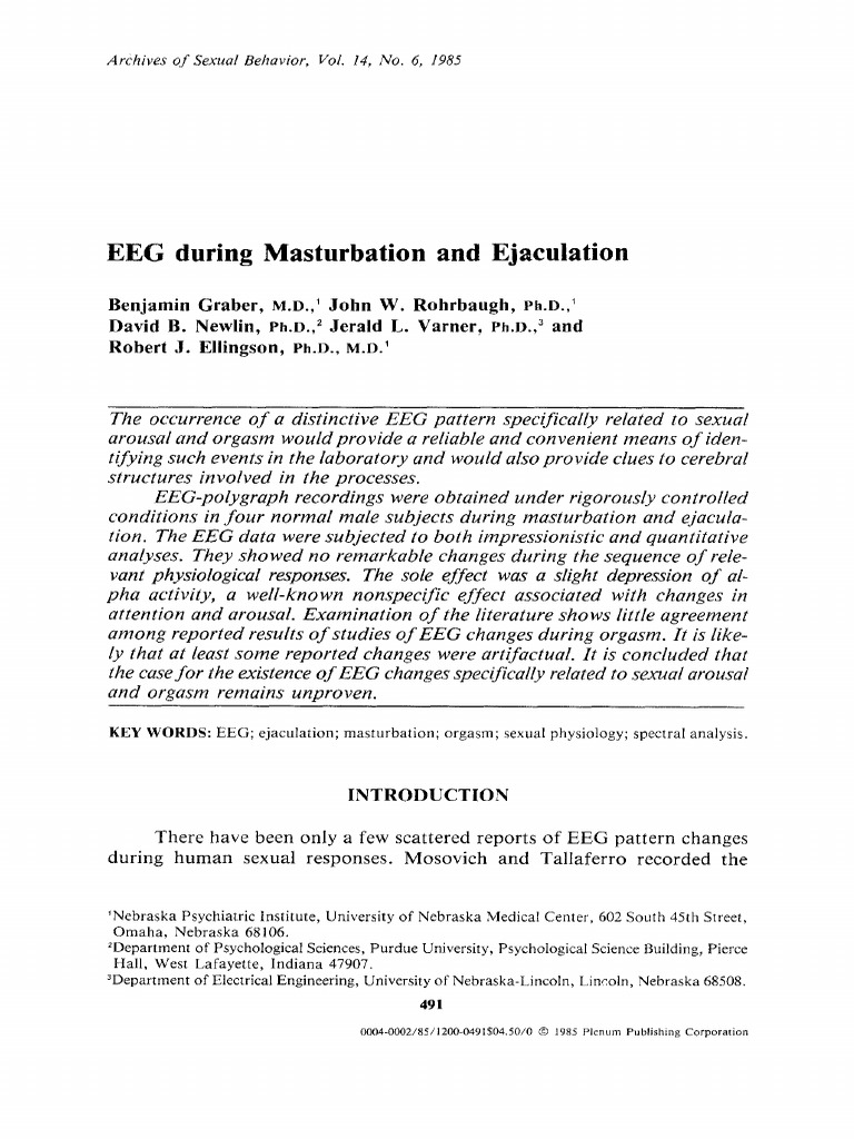 EEG During Masturbation and Ejaculation | Download Free PDF | Orgasm | Electroencephalography