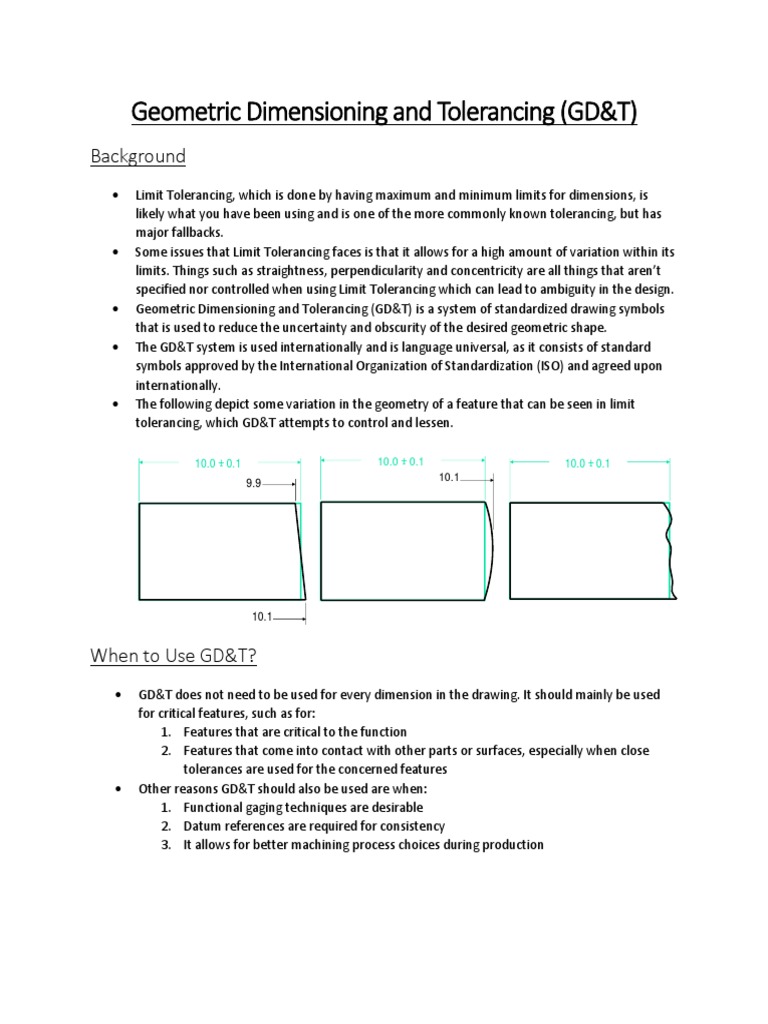 Geometric Dimensioning and Tolerancing (GD&T) : Background | PDF | Engineering Tolerance | Geometry