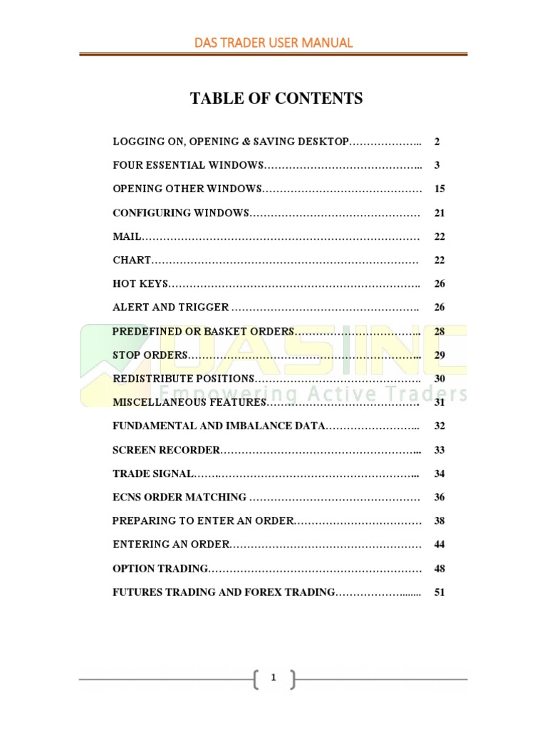 Guide to Using the DAS Trader User Manual: Configuring Windows, Entering Orders, and Navigating ...