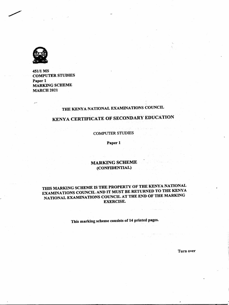Kcse 2021 Marking Scheme | PDF