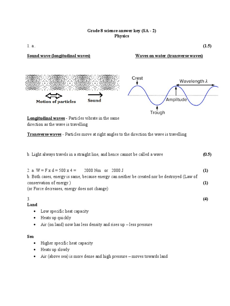 EDITED SA 2 Grade 8 Science Answer Key | PDF