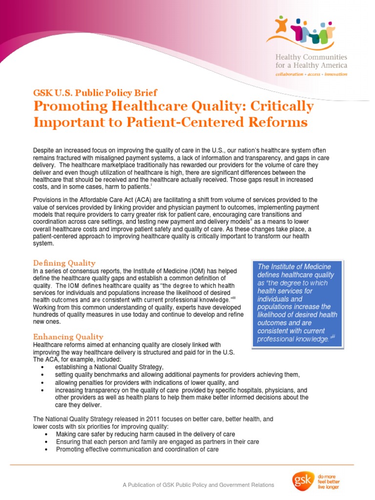 GSK Public Policy Brief - Quality | PDF | Health Care | Medicine