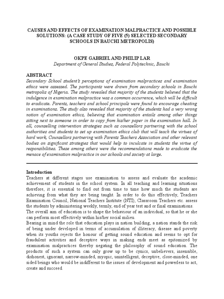 Addressing the Root Causes and Adverse Effects of Examination ...