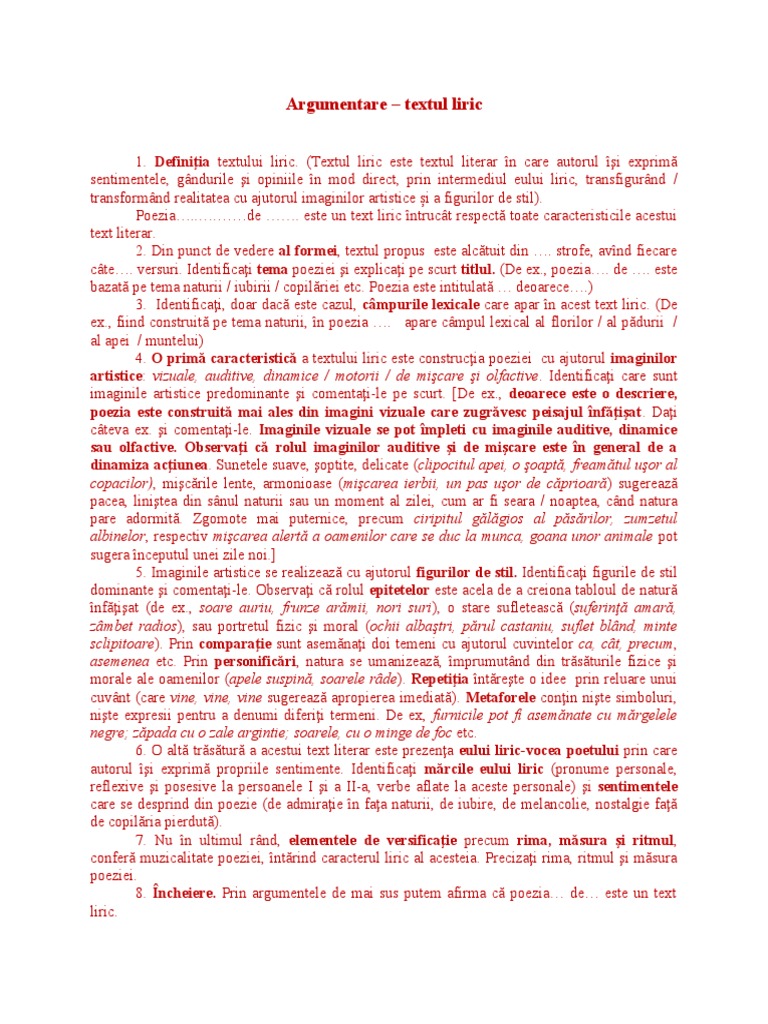 Argumentare Gen Liric | PDF
